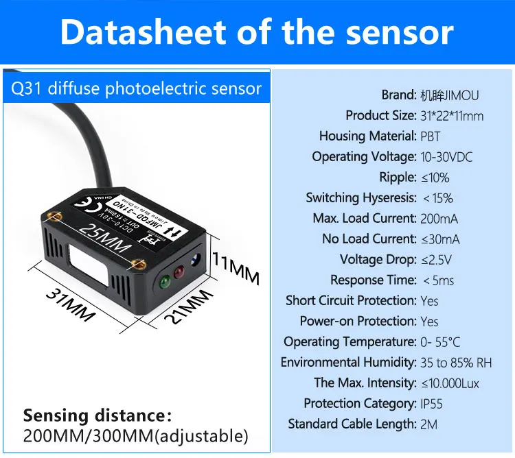 Industrial Photo Electric Sensor Switch Diffuse Reflection Type ...