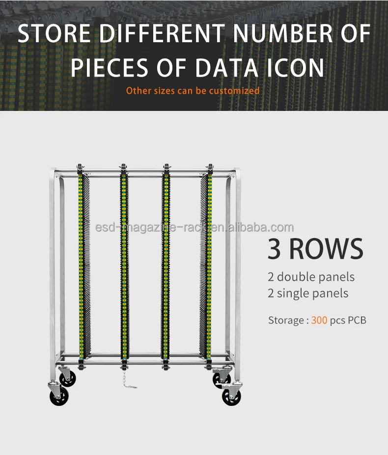 Adjustable Stainless Steel Esd Pcb Trolley Antistatic Smt Esd Pcb ...