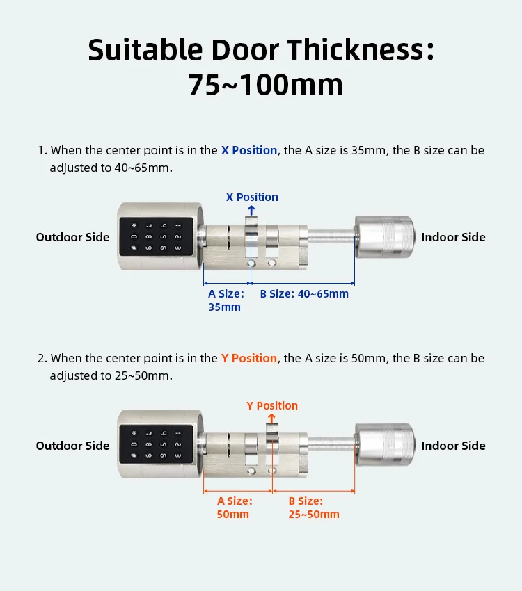 Tediton Newest Design Gold Smart Cylinder Lock Euro Cylinder Lock Tuya ...