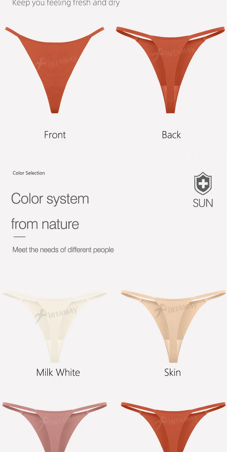 Airtamay Sexy Ladies Seamless Ice Silk Tangas De Mujer No Show ...