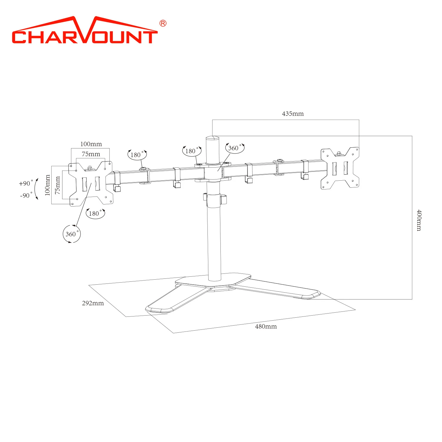 Charmount Professional Supply Max Vesa 100x100mm Rotation Monitor Dual ...