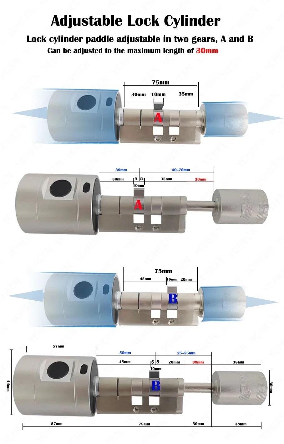 Tuya Smart Fingerprint Code Cylinder Lock - Secure & Easy