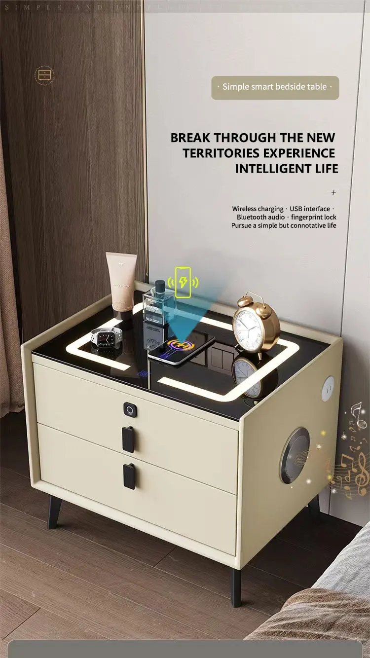 Cappellini Intelligent Bedside Table Rechargeable Storage Socket Light,Audio And Modern Simple ...