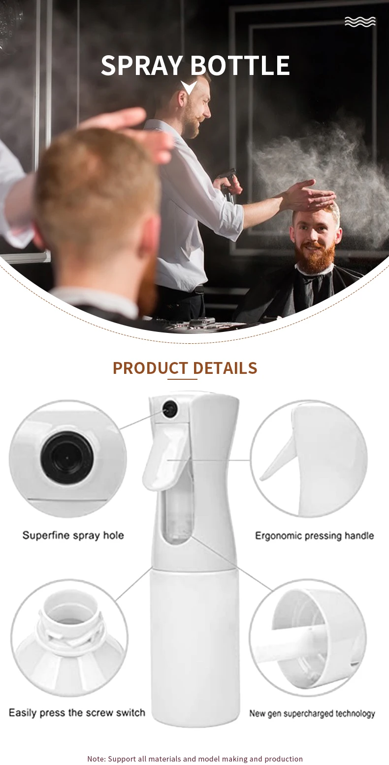 White Transparent Hair Spray Bottle Refillable Continuous Sprayer Water ...