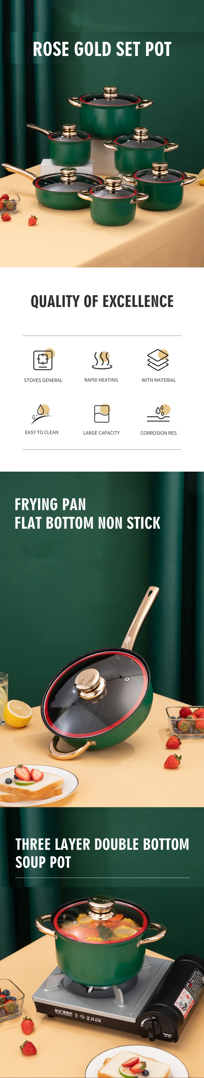 12pcs Modern Kitchen Panci Blue Or Green Dessini Cookware Set In Stock ...