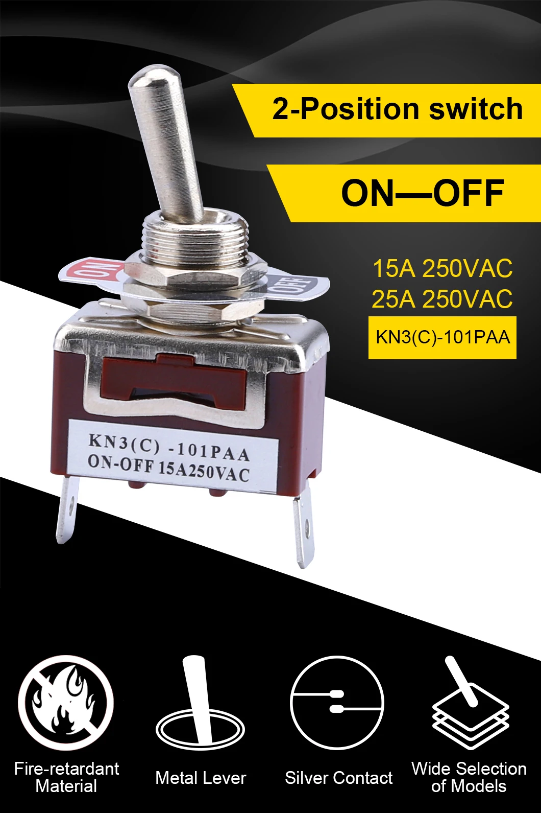 Toggle Switch Made In China On-off Latching 5mm Pin Terminal Toggle ...
