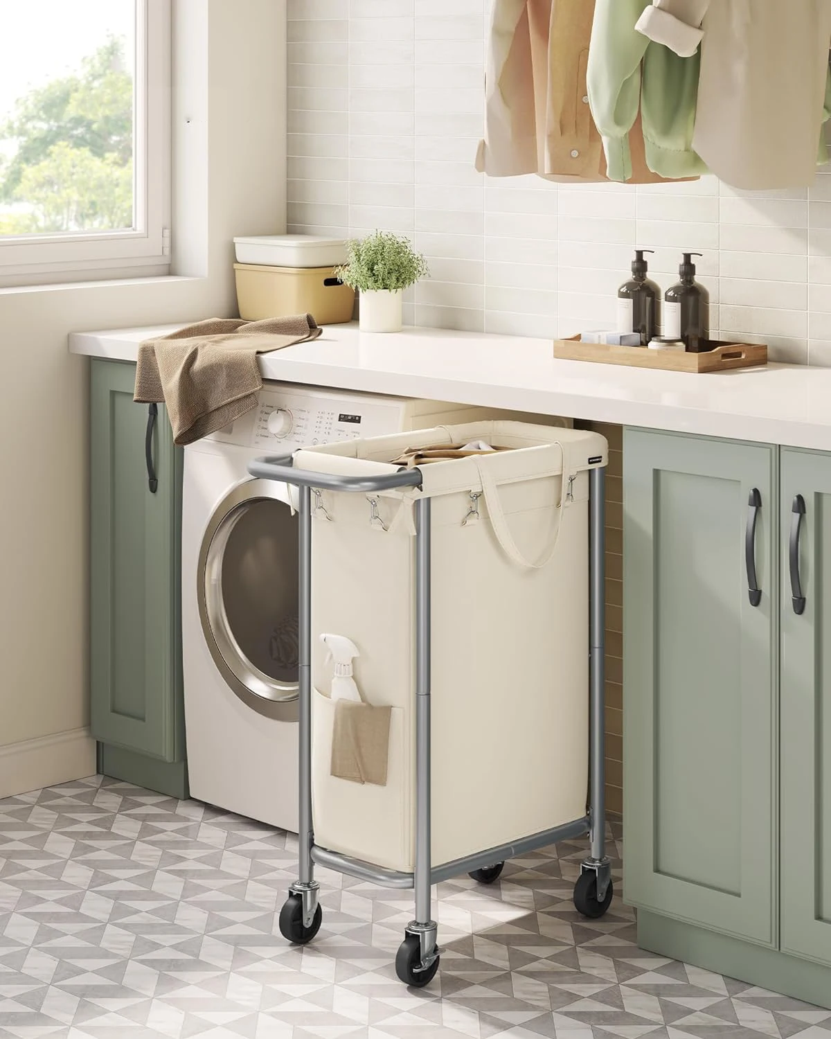 100l Laundry Basket With Wheels Collapsible Laundry Hamper Rolling ...