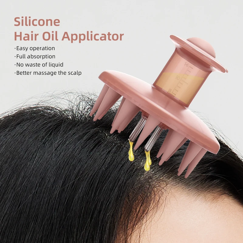 Scalp Massage Brush Hair Oil Applicator 2 in 1 Shampoo Brush Head ...