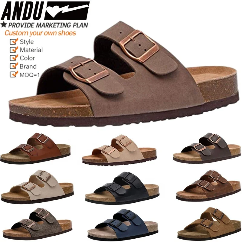 Custom Suede Cork Slipper Sandals Summer Beach Sandals For Men Women ...