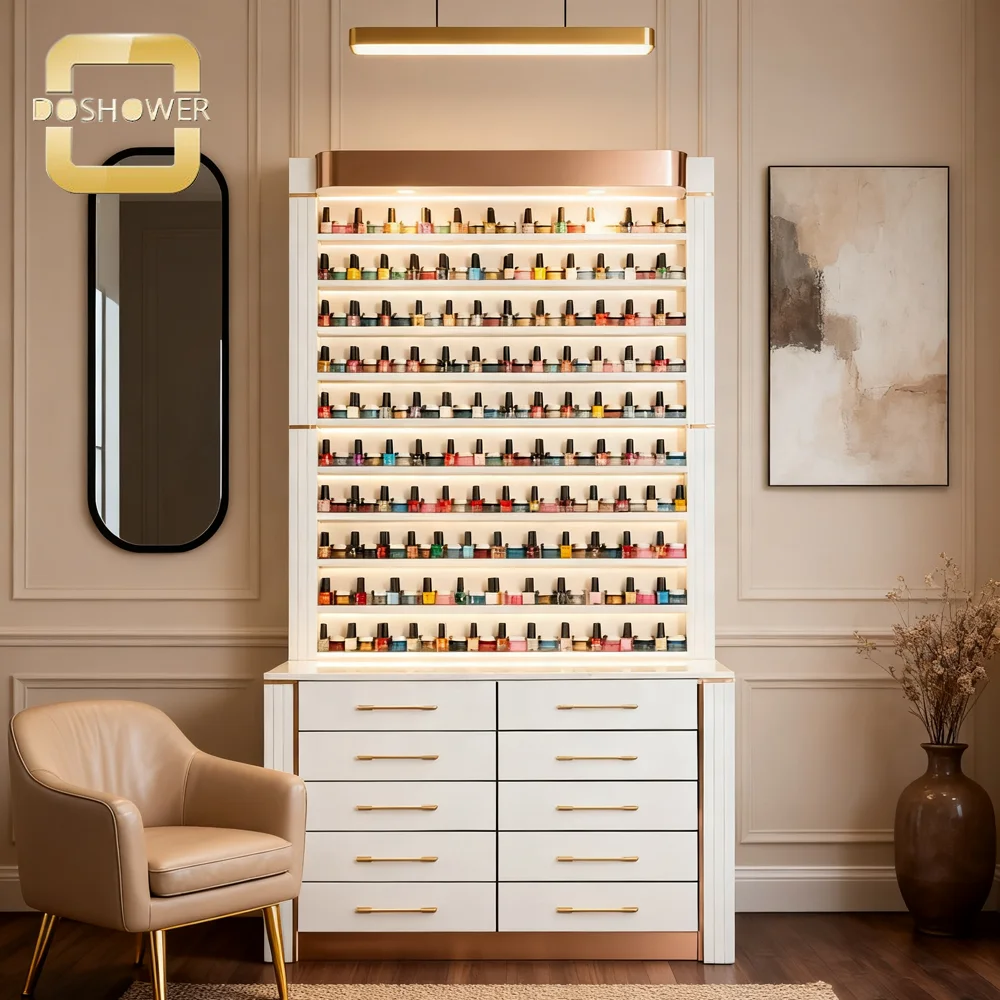 White Modern Nail Polish Display Rack Case with Ample Storage Space for ...