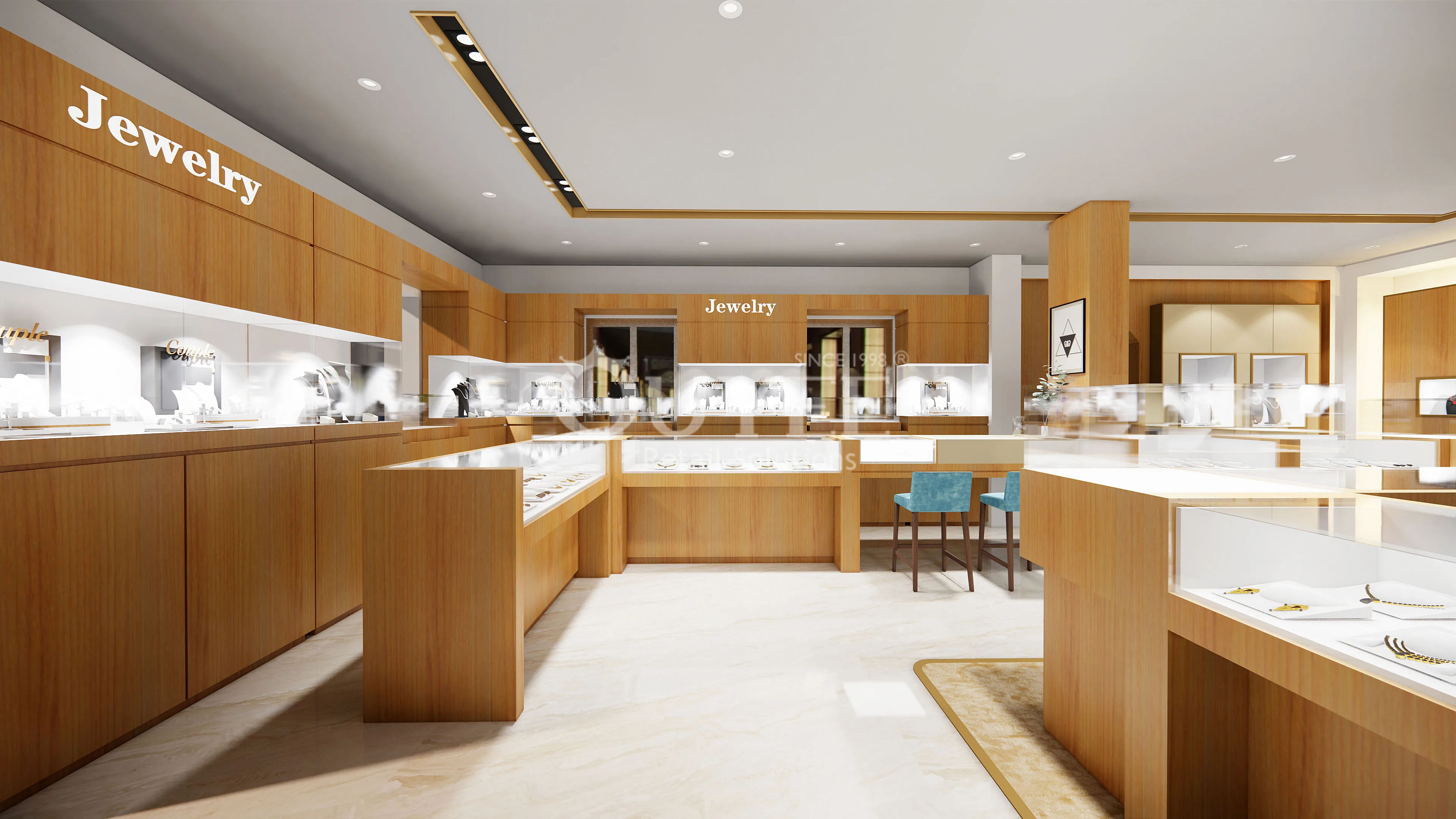 Ouyee Custom Gold Shop Interior Design - Jewelry Showcase