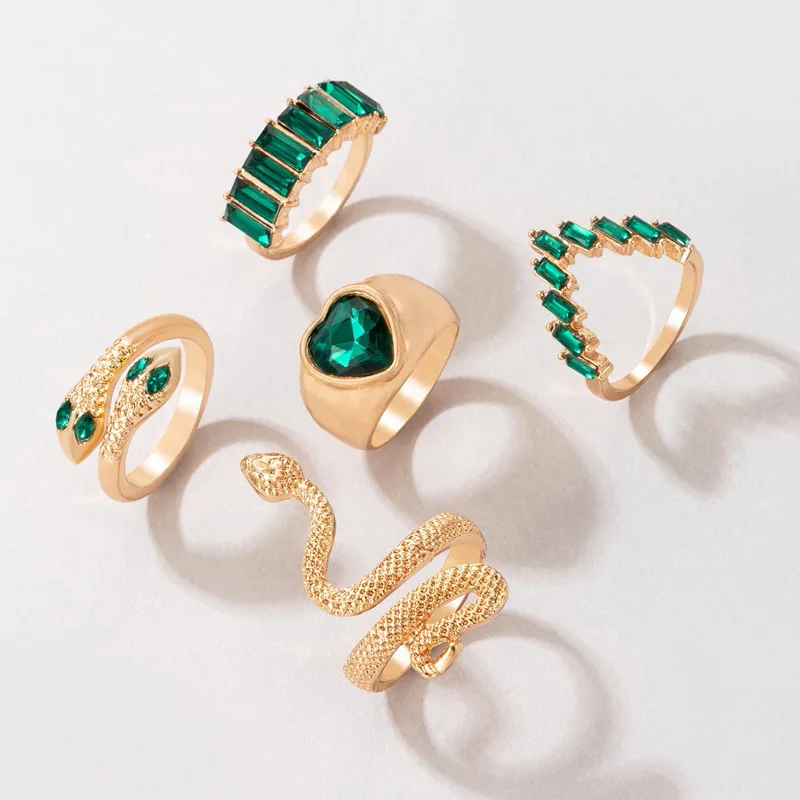 Five-Piece Snake-Shaped Love Ins Style Ring Set for Women Popular ...