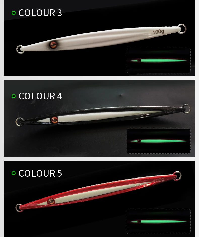 Oem 60g 100g Fast Speed Vertical Fishing Glow Saltwater Metal Pitching Falling Fish Jigs ...