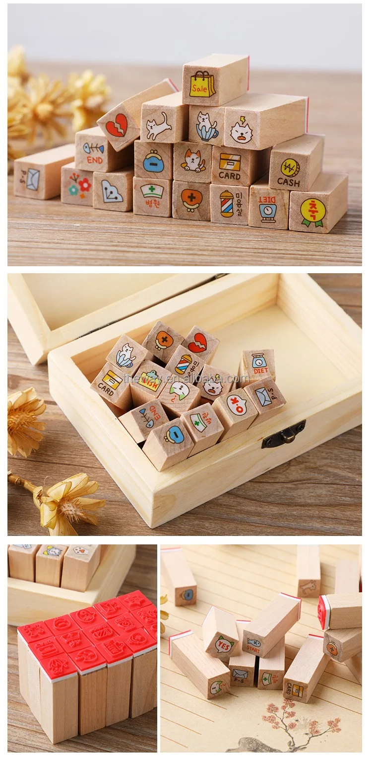 Cute Cartoon Kawaii Korea Style Wooden Wood Stamp Set - Buy Kawaii ...