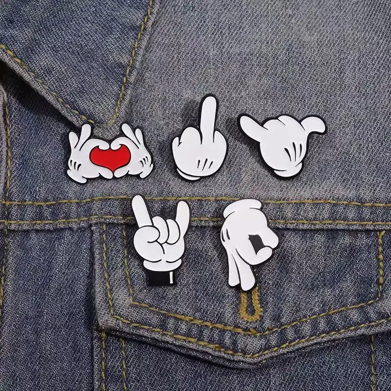 Fun Cartoon Thumbs Up Pin - Cute White Hand Design Alloy Brooch for ...