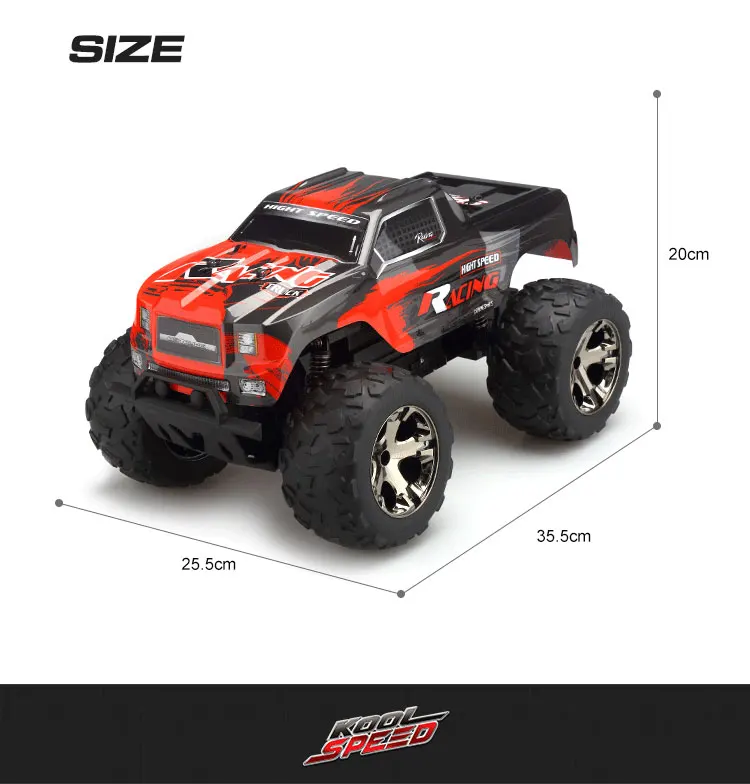 2.4ghz 4x4 Remote Control Monster Truck High Speed 15km/h 1/10 Scale ...