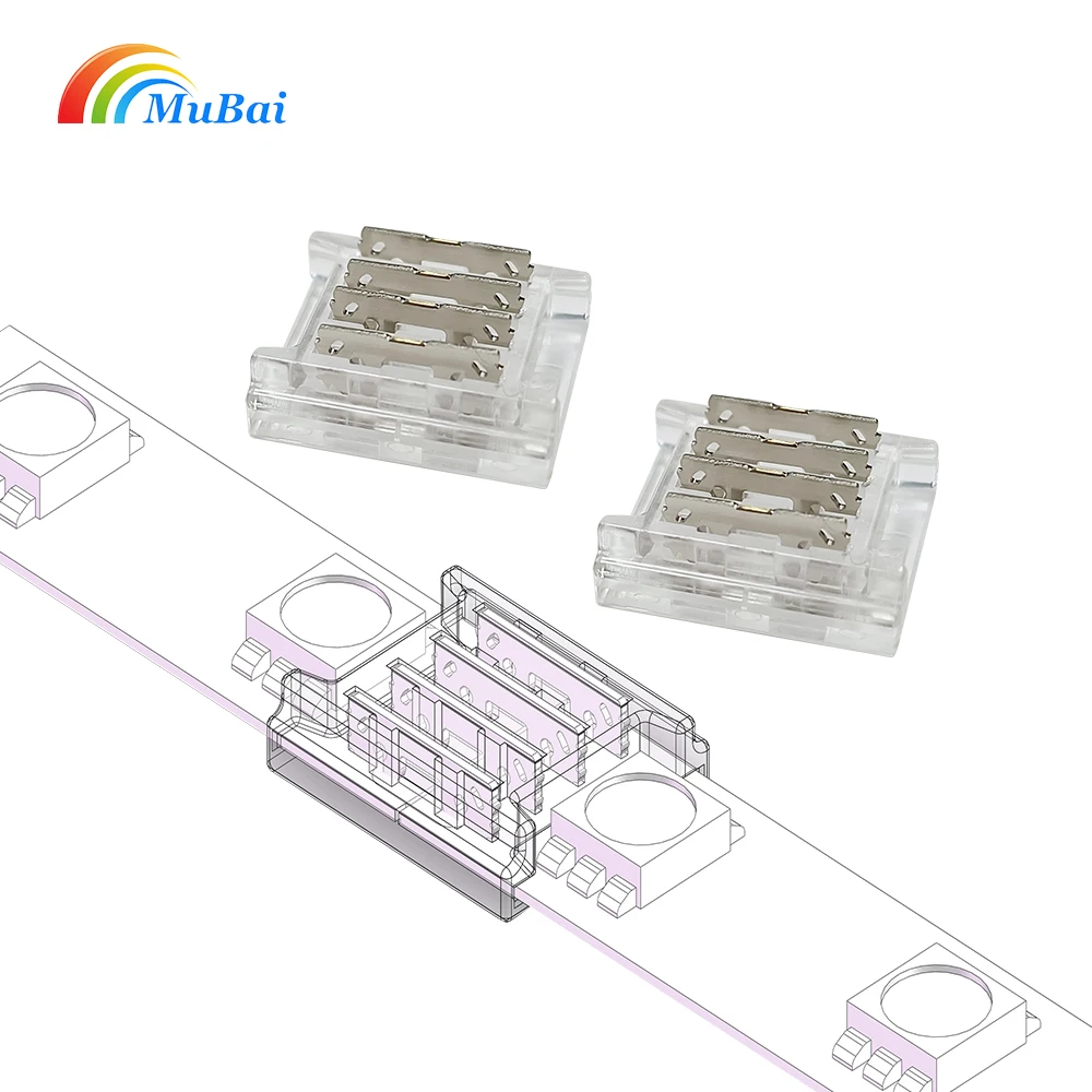 10mm 4 Pin Rgb 5050 Ws2812 Solderless Connector Led Strip Light ...
