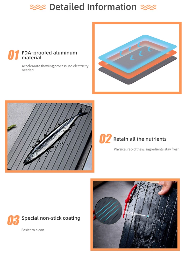 Ziszis Hot Selling Quick Large Natural Defrosting Tray Aluminum Meat ...