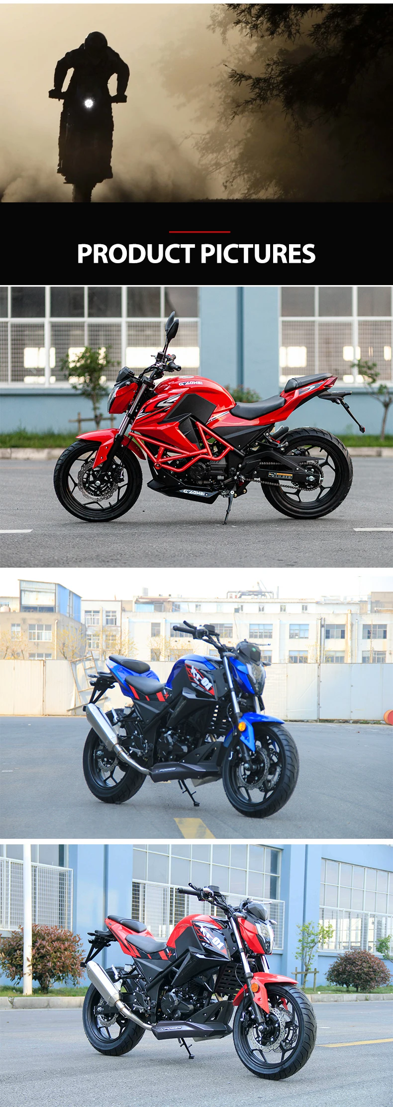 200cc/300cc/400cc Moto Bike Chopper Cruiser Engine Gas Moped 2 Wheel ...