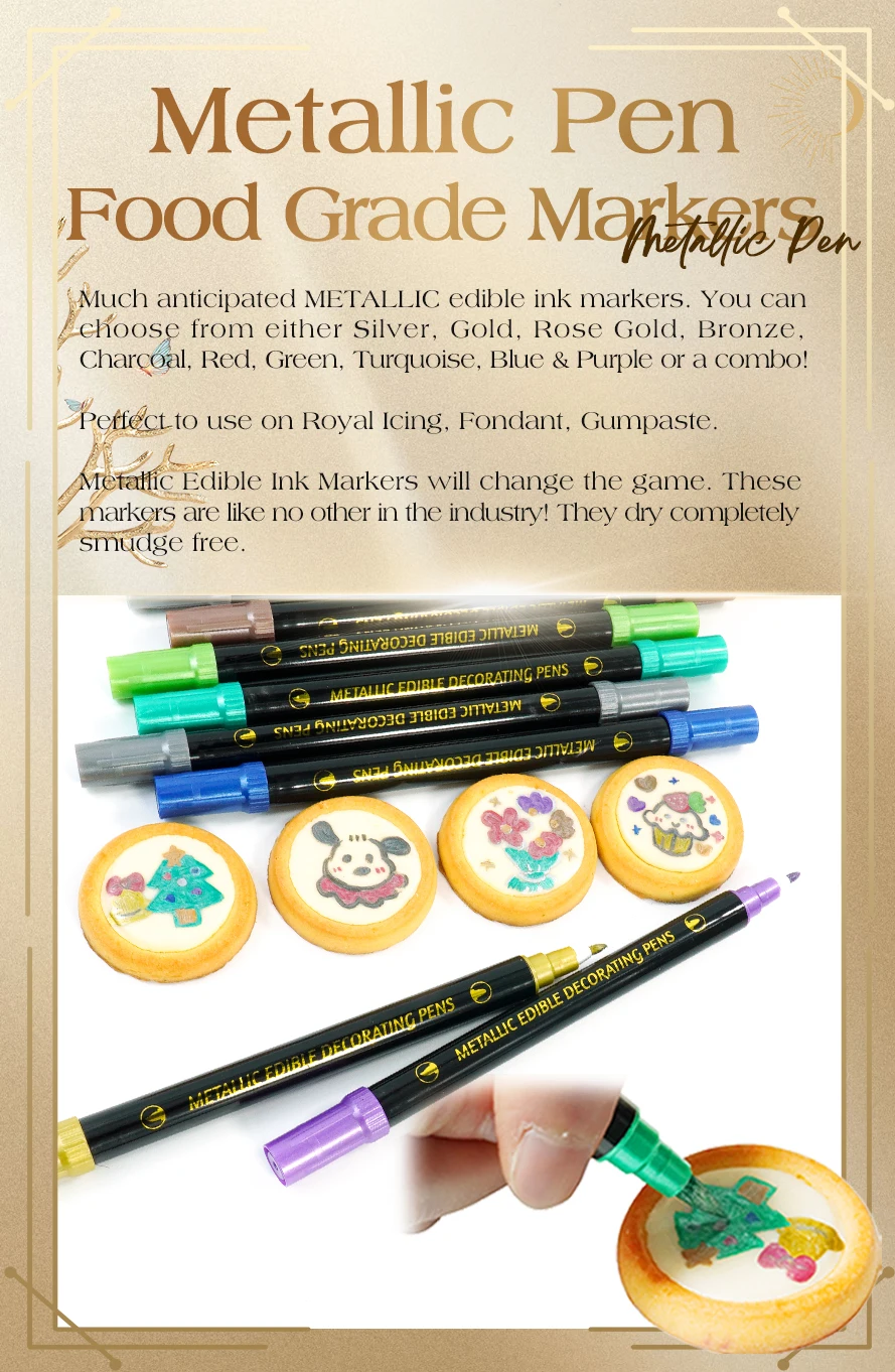 Metallic Edible Ink Markers Edible Pens Food Grade Markers for ...