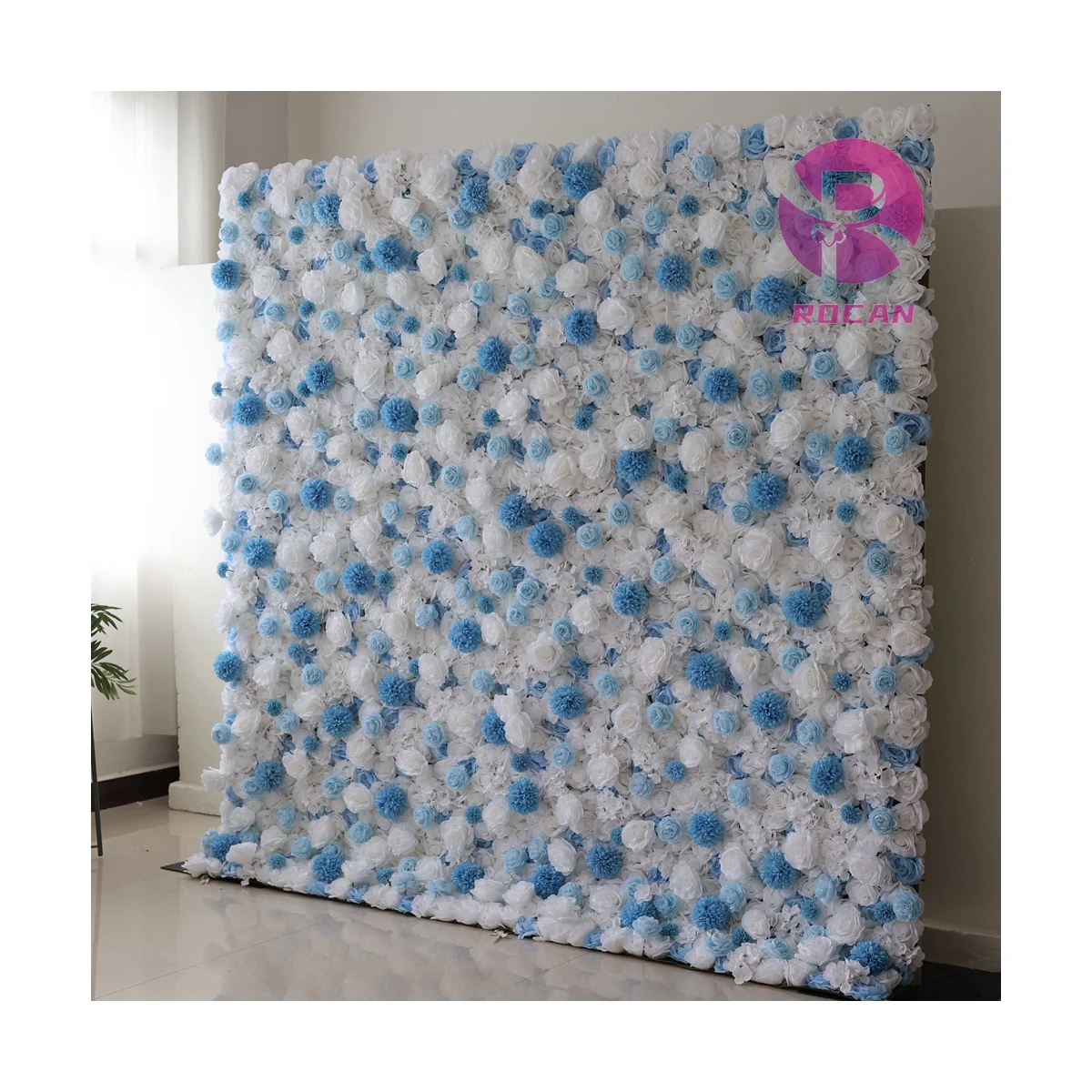 Baby Blue Flower Wall Rose Backdrop Hydrangea Flower Wall Gender Reveal ...