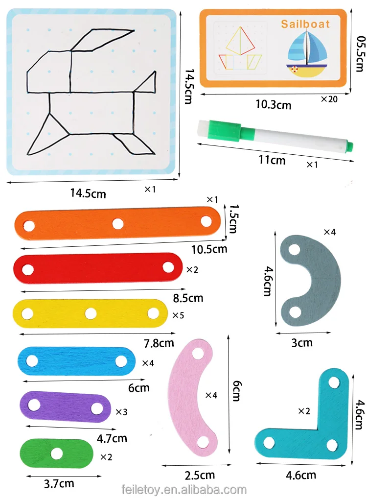 Cpc Ce Wooden Montessori Geometric Creative Nail Board Shape Teaching ...
