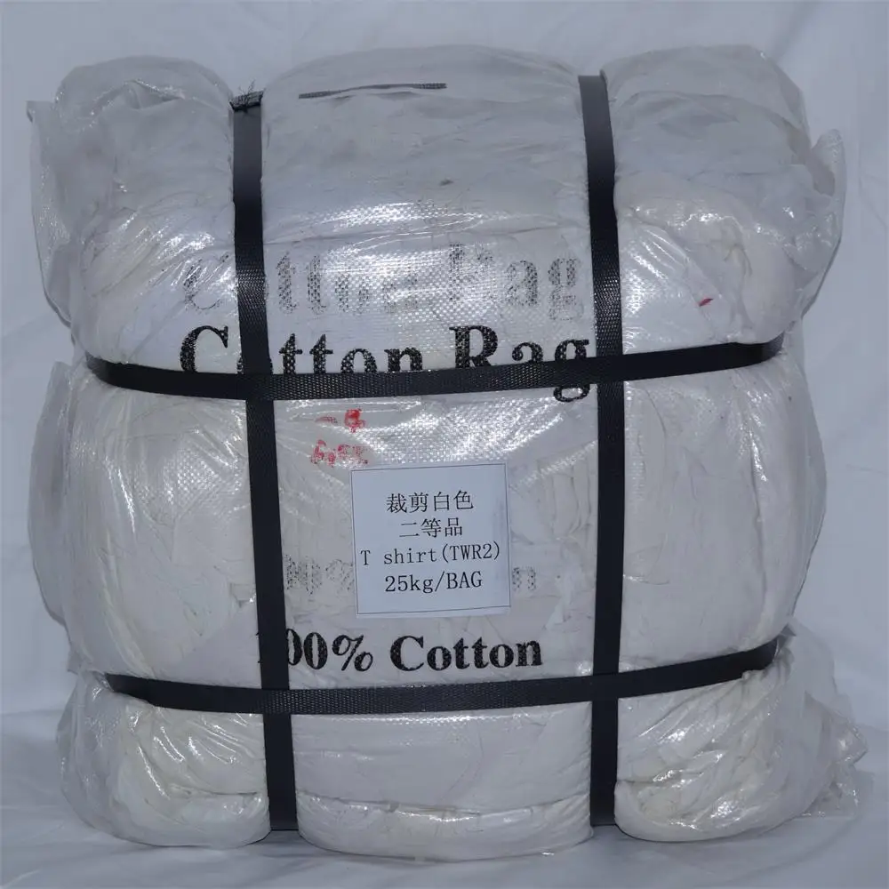 Industrial Cleaning Rags 25kg Package Bales Used White T Shirt Rags ...