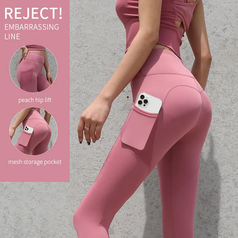 Seamless Yoga Pants High Waist Nude Leggings Push Up High Waist Sports Pants Ladies Fitness