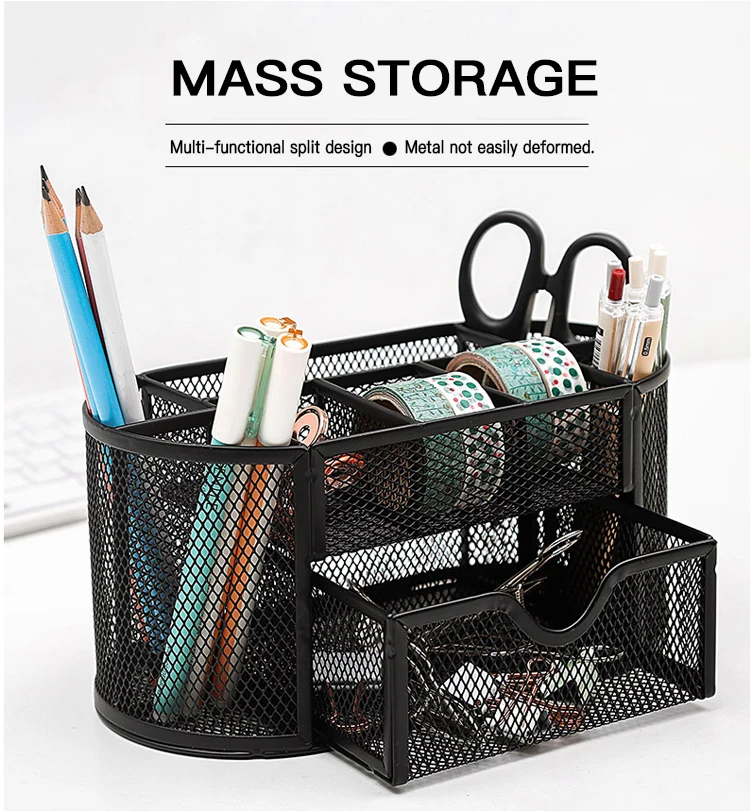 Office Supply White Metal Mesh Table Desktop Office Desk Organizer with ...