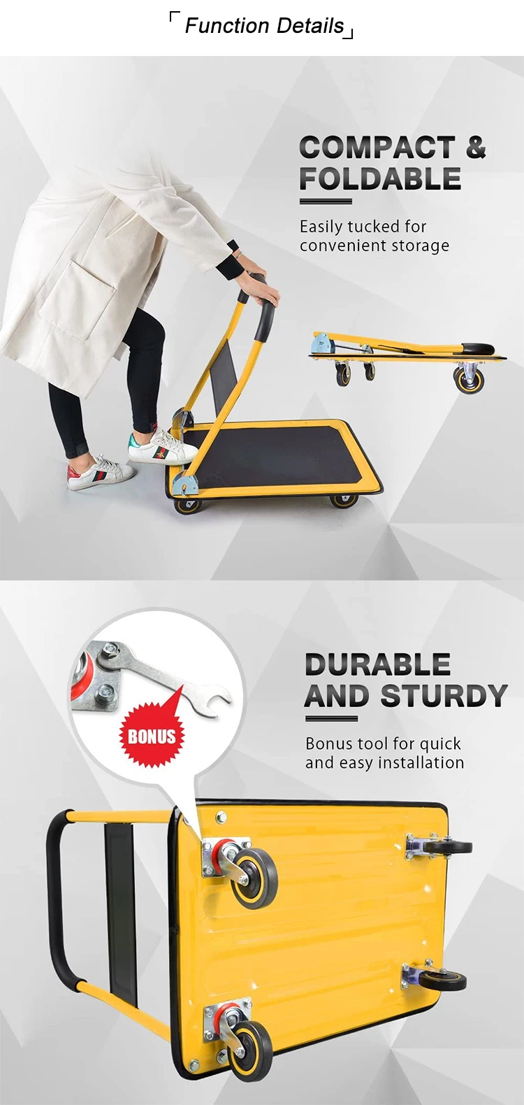 300kg Capacity Steel Platform Handtruck Trolley - Industrial