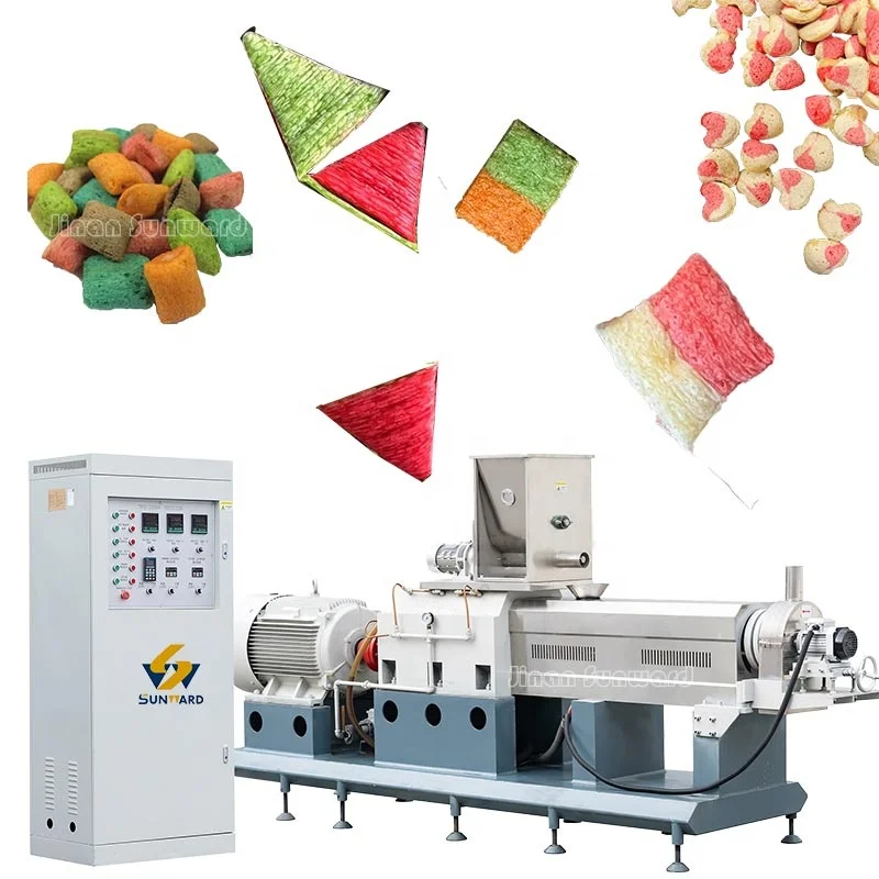 Bi-color Puffed Corn Snacks Food Extruder Machine Two-color Corn Sticks ...