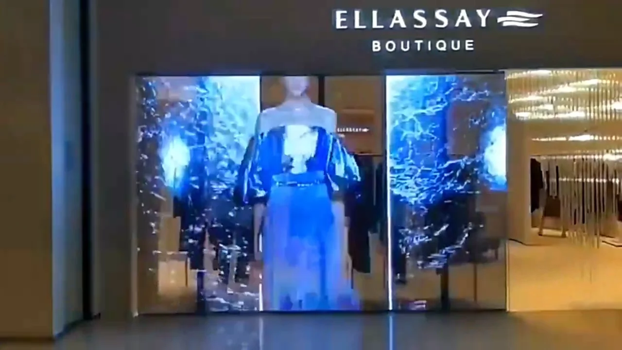 Indoor Glass Window Transparent Led Film Display P3.91 Mall Bar Glass Led Transparent Panel ...