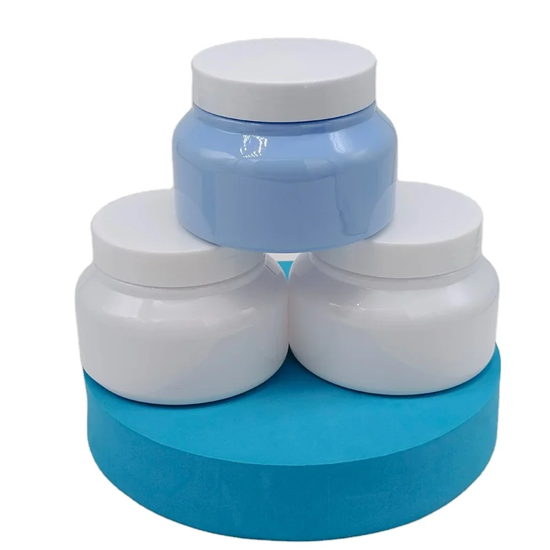 250g Blue Plastic Leak Proof Jars With Flat Top Lids For Creams,Lotions ...