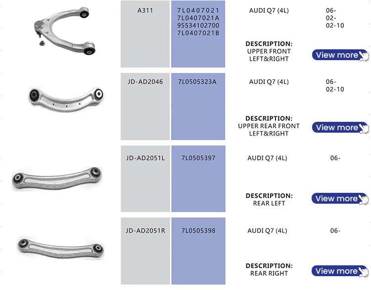 Auto Suspension Parts Lower Upper Front Rear Control Arm for Audi Q5 Q7 ...