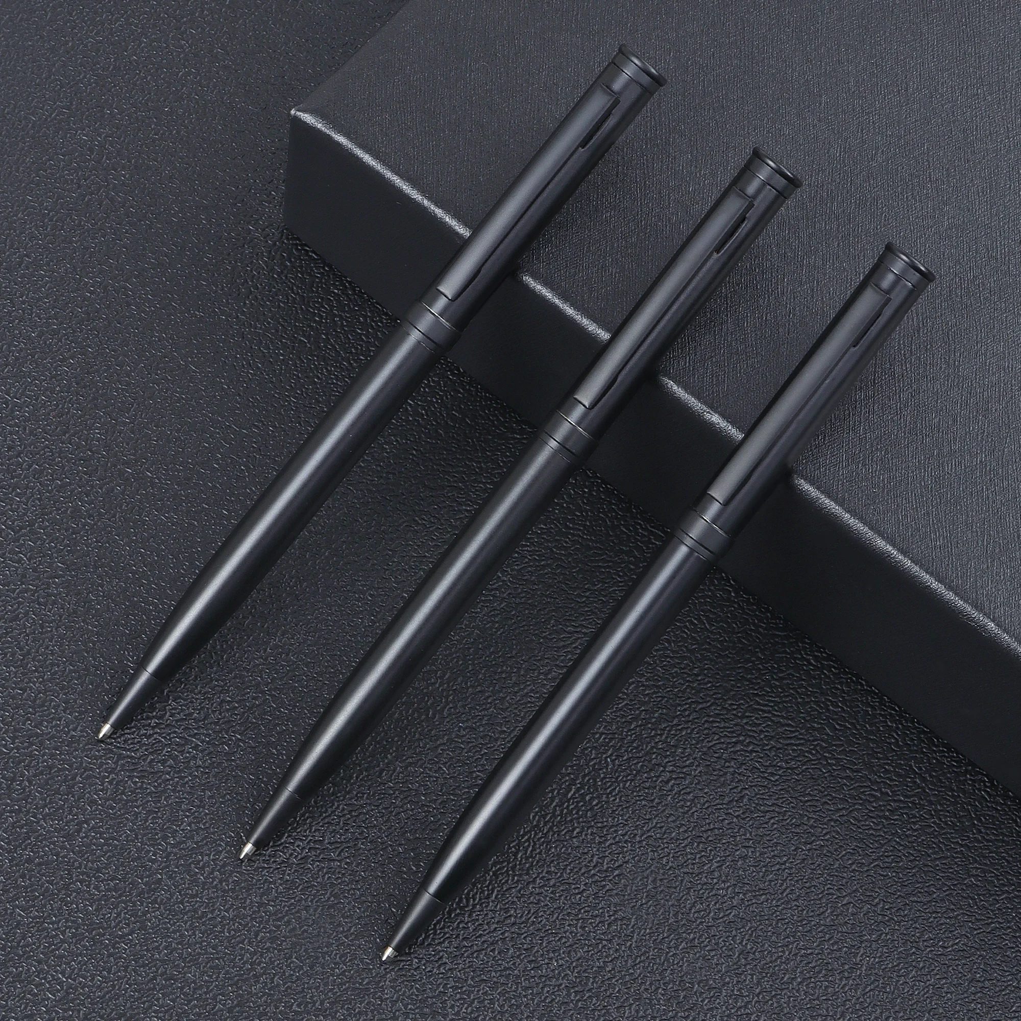 Gift Promotional Ball Pen Customized Logo Black Slim Metal Body Twist ...