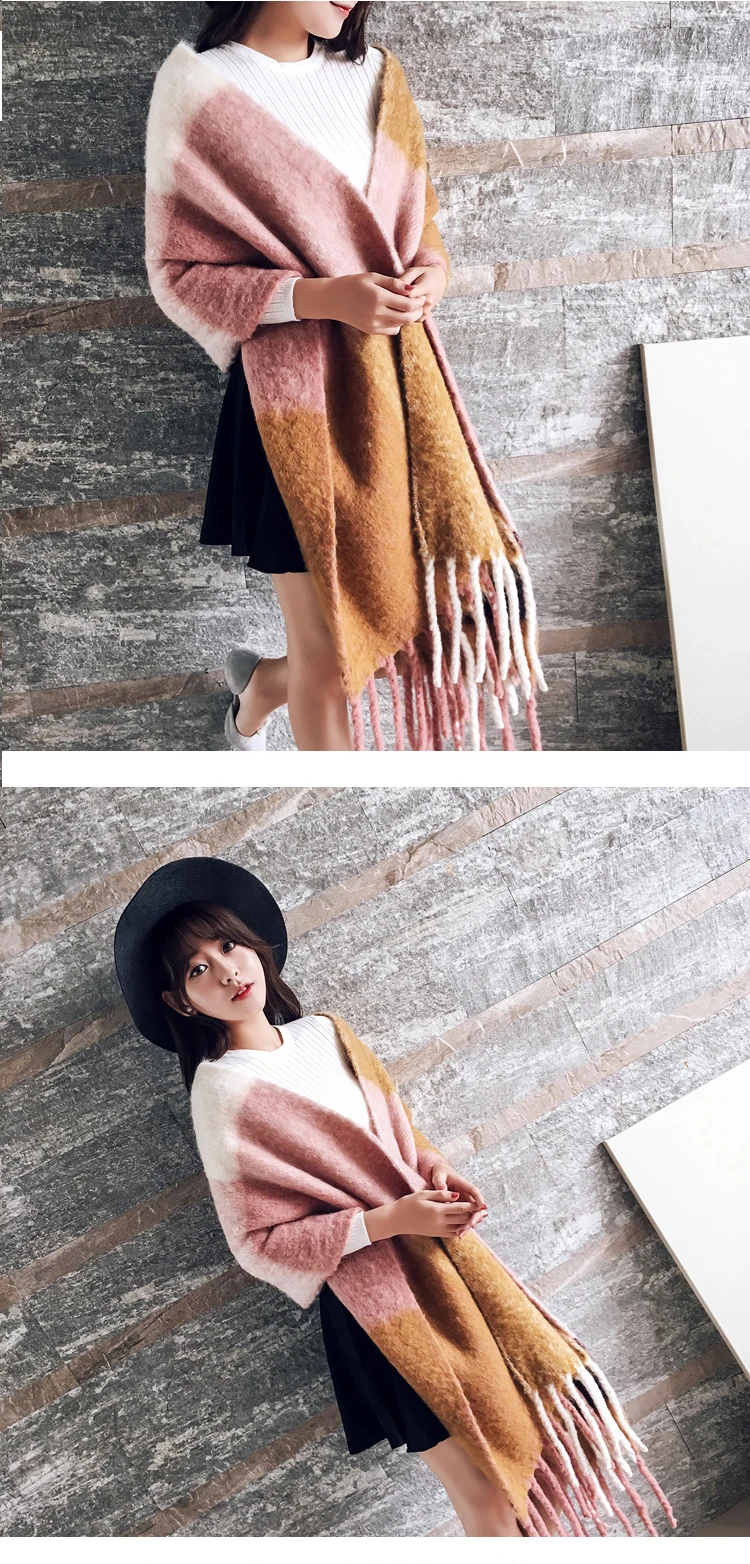 Fashion Plaid Vintage Scarf Hijab Cashmere Women Pashmina Bufanda Foulard Mujer Stoles Winter ...