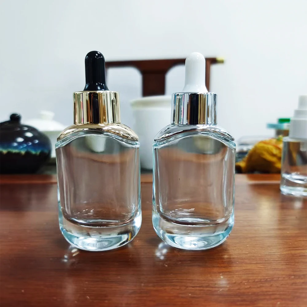 30ml Luxury Transparent Oval Shape Glass Serum Bottle