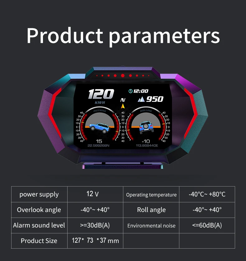 Universal OBD2+GPS HUD Smart Gauge P24 - 11 Country Language Support