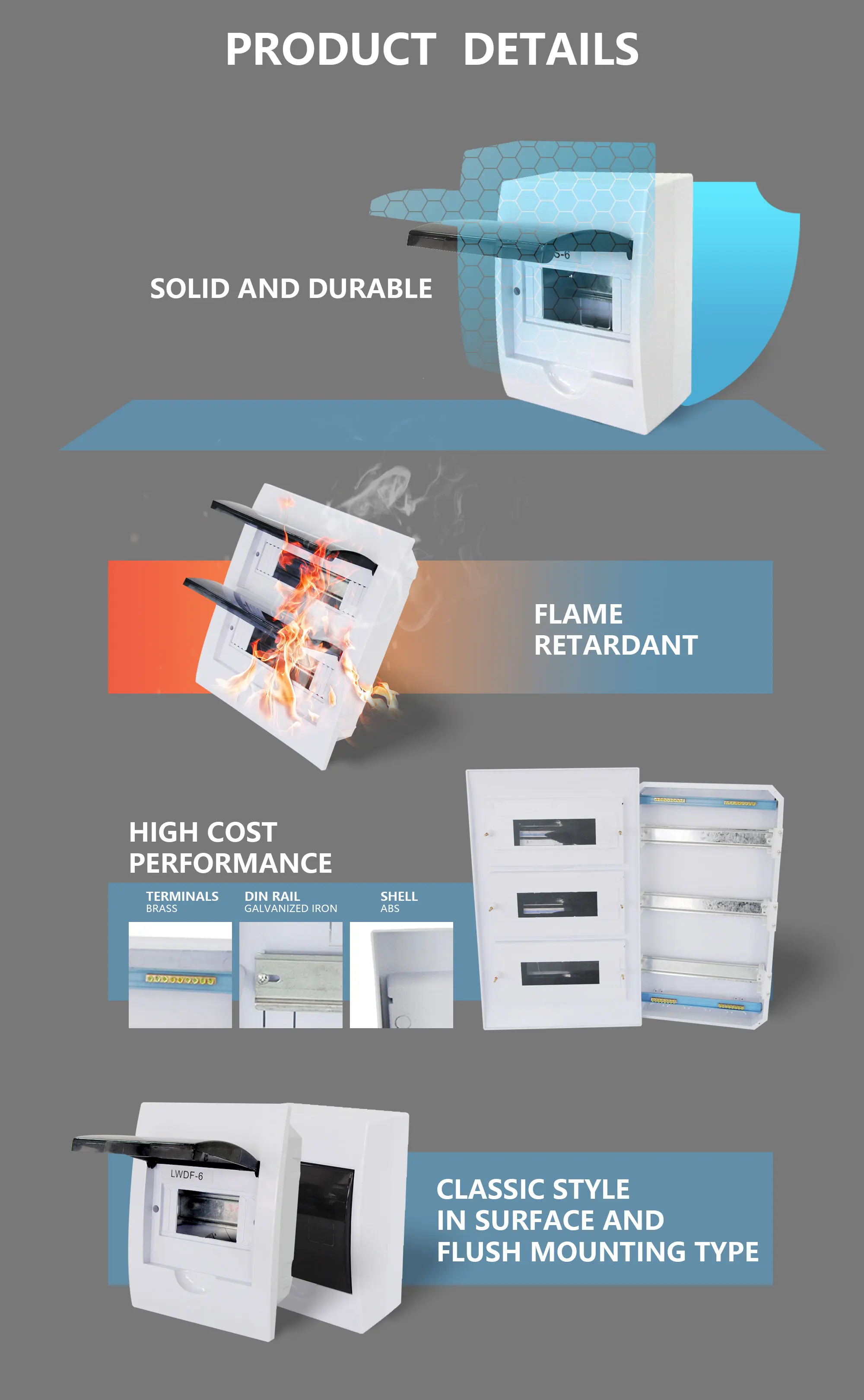 Electrical Distribution Junction Connection Box Dust Proof Embedded ...