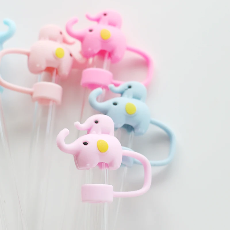 Customized 3D Elephant silicone Straw Cover Topper 10mm Straw Toppers ...