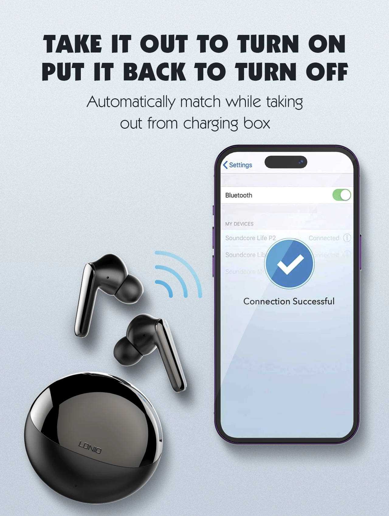 LDNIO T01 Stereo Earbuds - Wireless Noise Cancelling Headphones