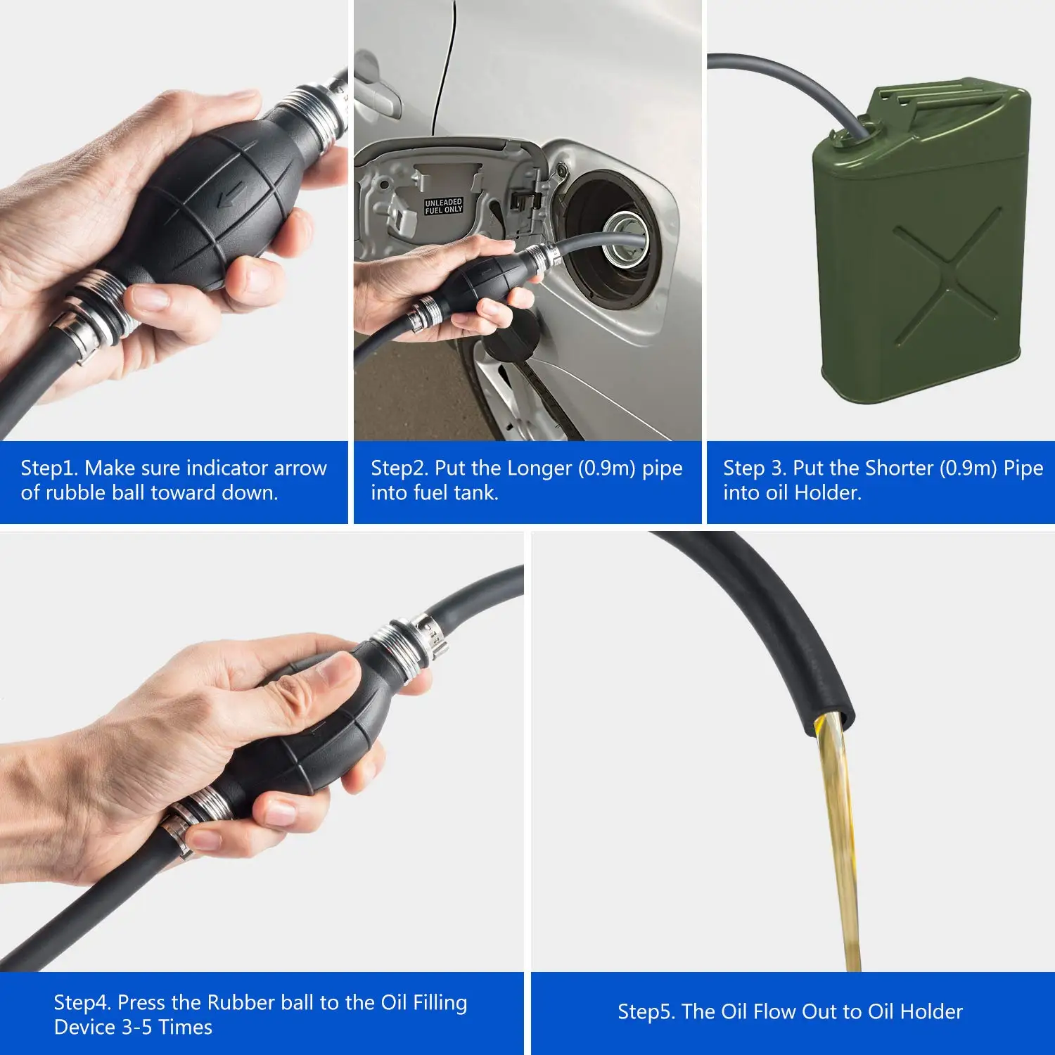 Siphon Pro Fuel Hand Pump for Gas diesel & Water High Flow Siphon Hand ...