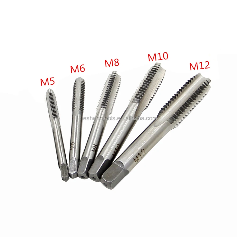 5pc HSS m3-m8 3-4-5-6-8mm 미터 수동 플러그 직선 그루브 손 나사 스레드 탭 tapper 세트 연삭 도구 ...