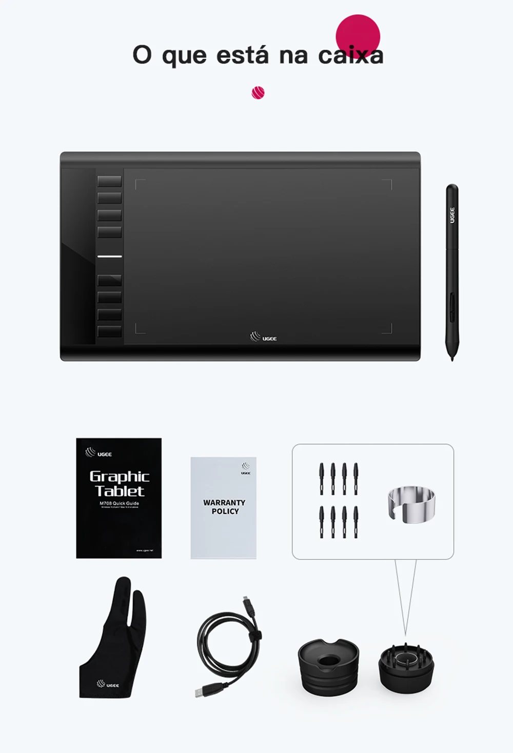 Ugee Tabletas Graficas S640 De 1200 Pulgadas Sin Bateria,Monitor De ...