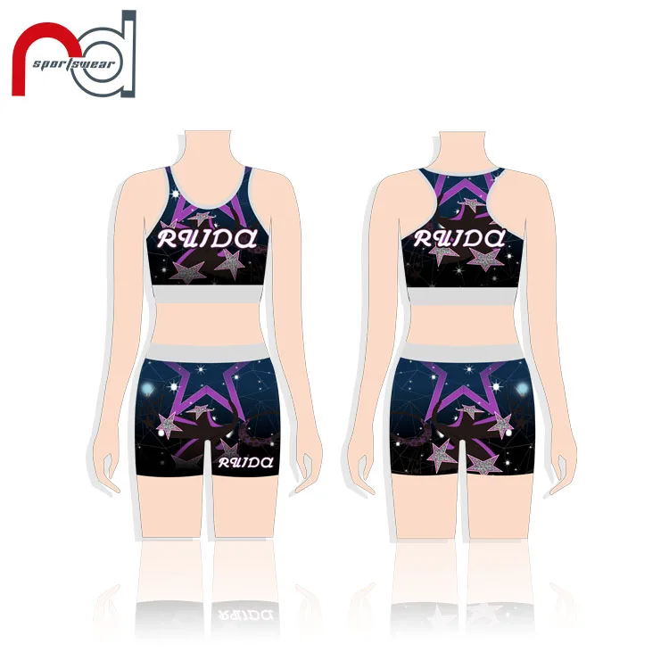 Girls Full Sublimation Cheerleading Costumes Cheer Bra And Shorts ...