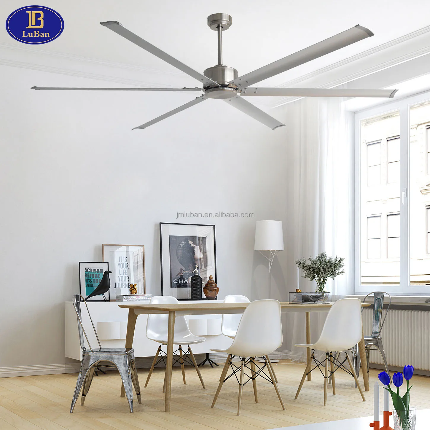 Large 84 Inch Ceiling Fan With Remote Control,6 Aluminum Blades,Dc ...