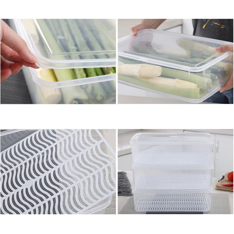 Kitchen Storage Box Drain Fresh Box Refrigerator Fish Meat Fresh ...