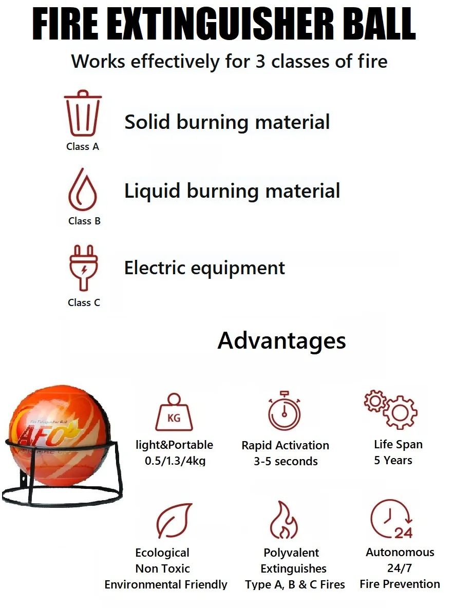 Eferas Type 1.3kg CO2 Fire Extinguisher Dry Powder Ball Fire ...