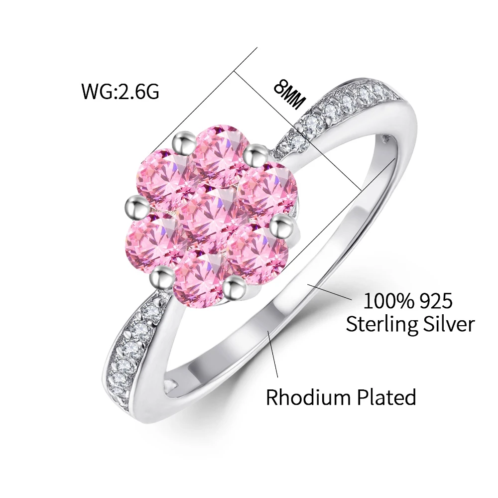 High Quality Pink Zirconia Wedding Diamond Engagement Rings Rhodium ...
