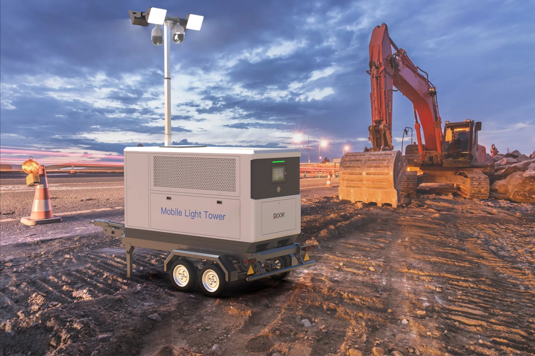 Mobile Battery Powered 100kWh LED Light Tower Trailer Rechargeable with ...